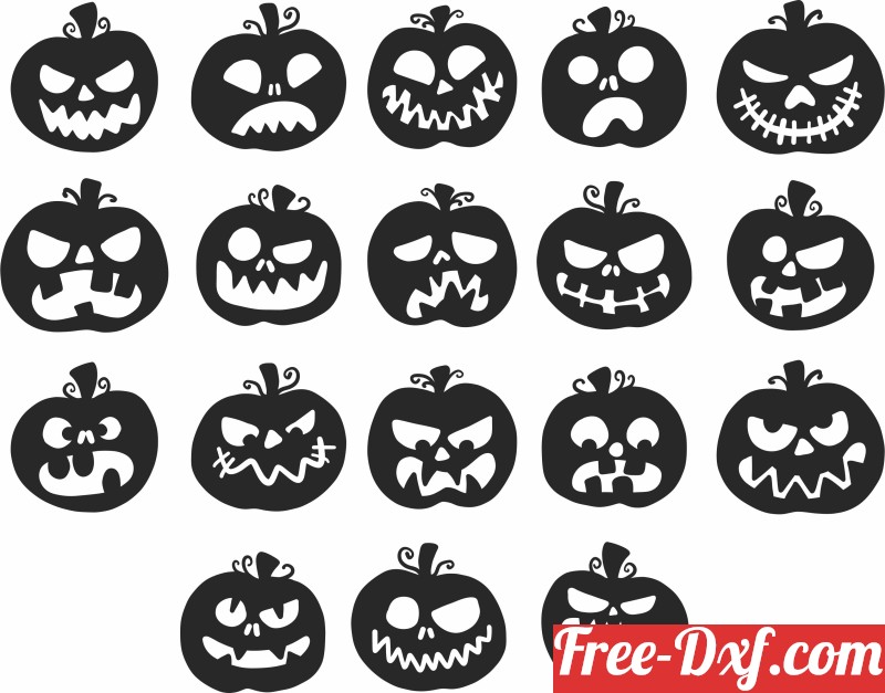 Download scary halloween pumpkins decors dxf Gtugo High quality f