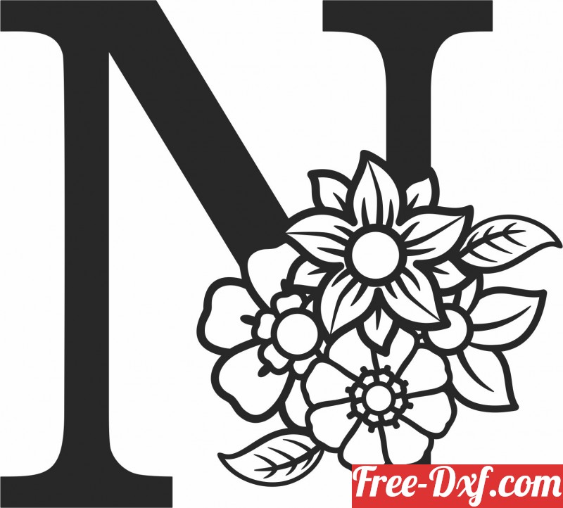 Download Monogram Letter N with flowers GvZ0b High quality free D