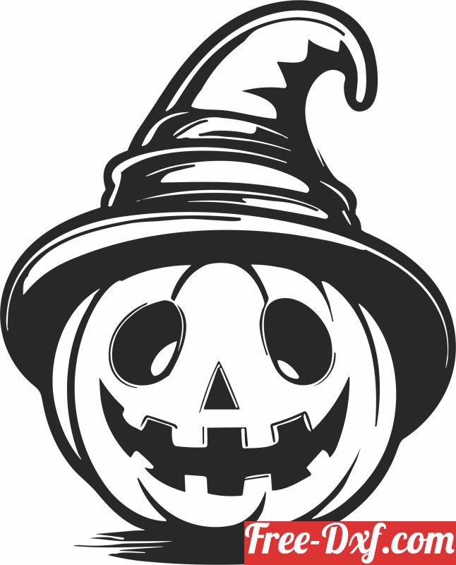 Download halloween Pumpkin with hat HUeEn High quality free Dxf f