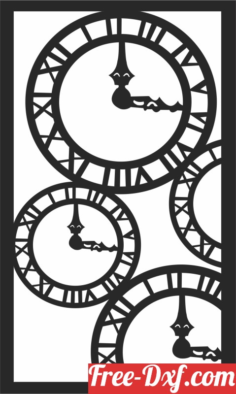 Download wall clocks panel I9NN7 High quality free Dxf files, Svg