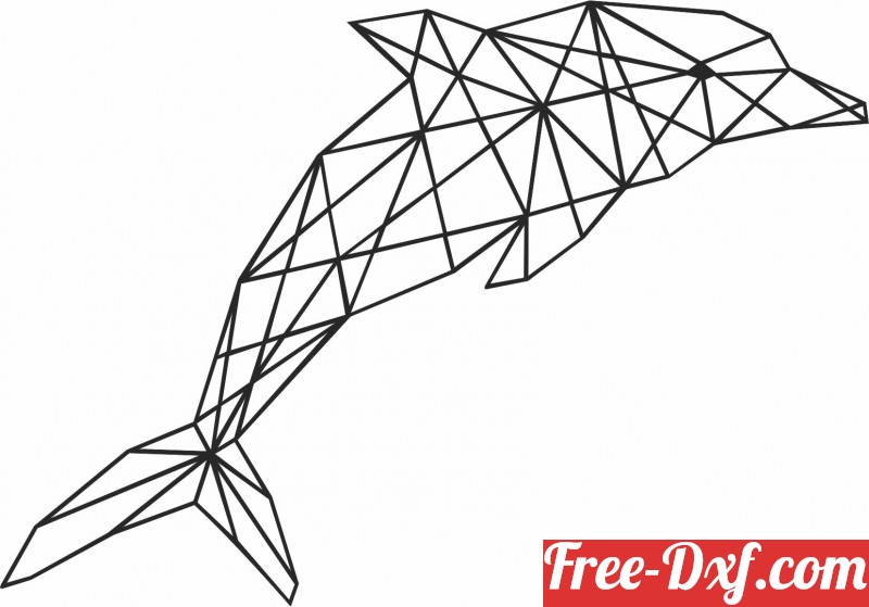 Download Geometric Polygon dolphin IA8V9 High quality free Dxf fi