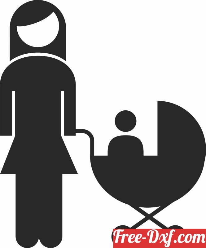 Download mother with baby silhouette IH2no High quality free Dxf