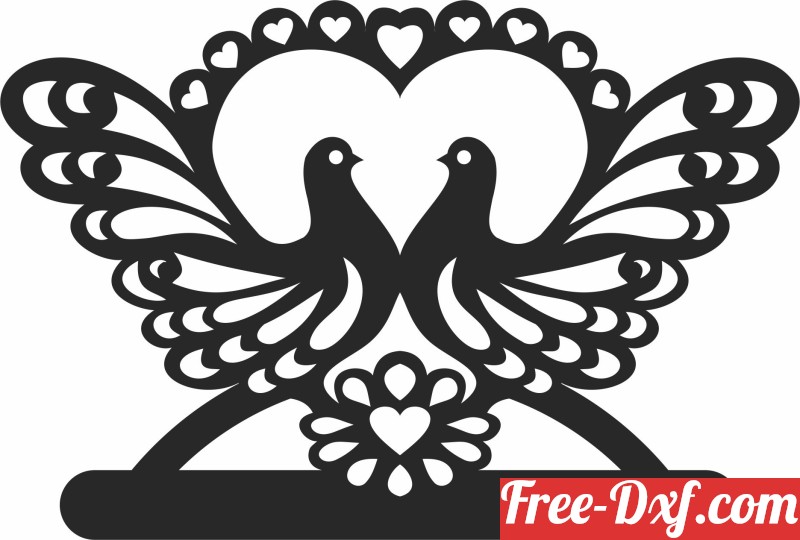 Download heart dove birds art IJUVl High quality free Dxf files,