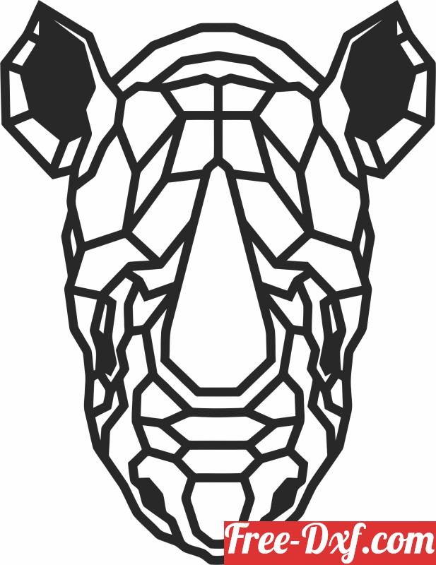 Download rhino polygonal wall art IdySi High quality free Dxf fil
