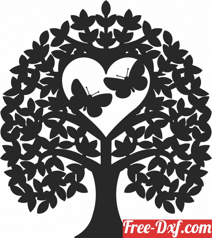 Download butterflies tree wall decor IizTw High quality free Dxf