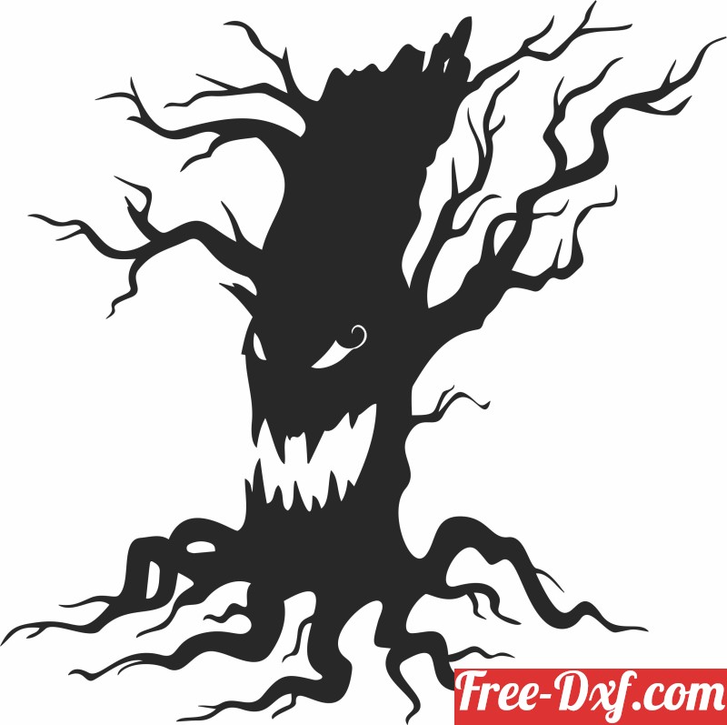 Download Halloween tree scary J8ACo High quality free Dxf files,