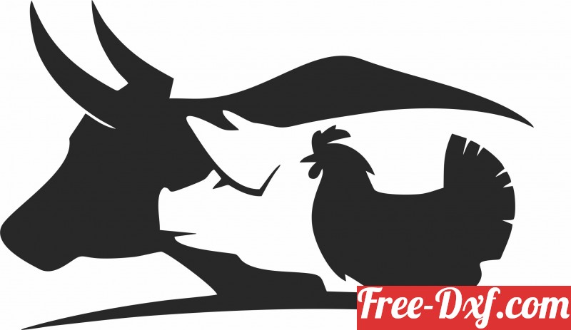 Download Cow pig chicken wall sign dxf K2RFC High quality free