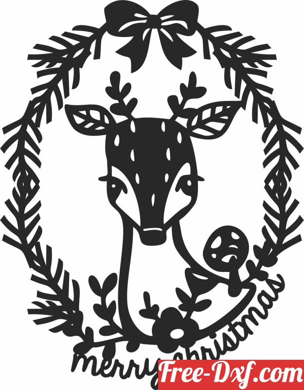 Download Christmas Wreath deer KFmbs High quality free Dxf files,