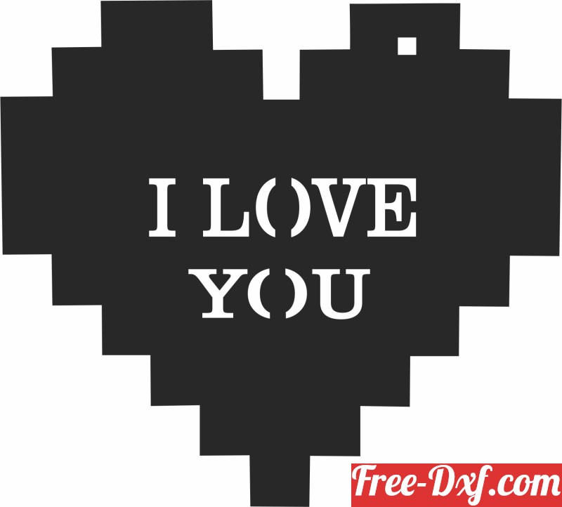 Download I love you heart lego KNiEO High quality free Dxf files,