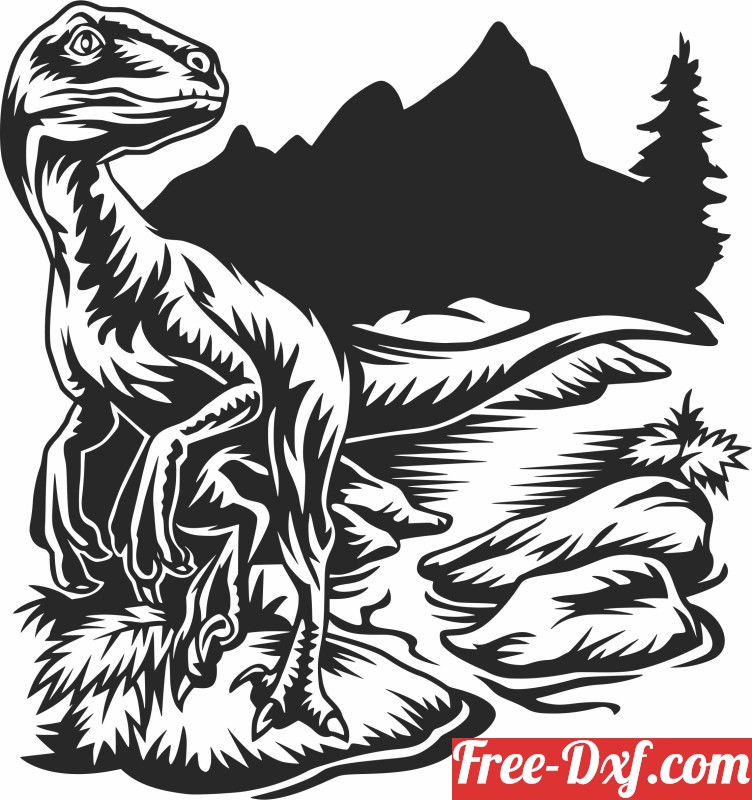 Download dinosaur scene clipart KY9lx High quality free Dxf files