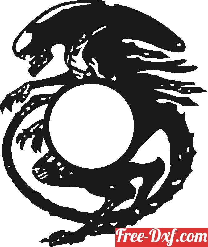 Download Aliens wall vinyl clock Kw1Iw High quality free Dxf file