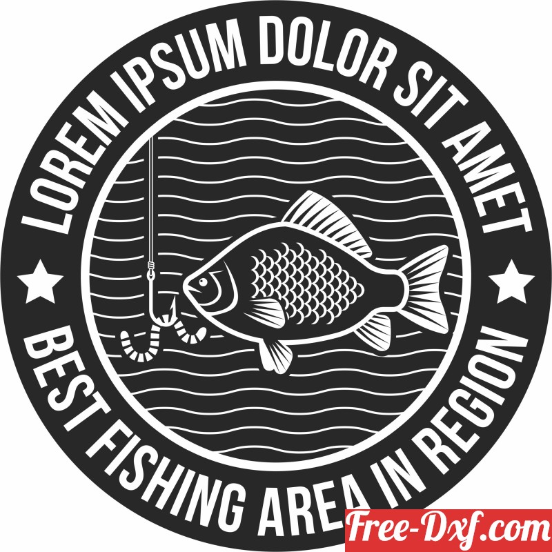 Download Fishing sign logo L498A High quality free Dxf files, Svg