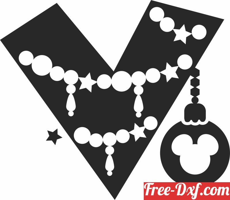 Download Mickey Mouse V monogram LaGiY High quality free Dxf file