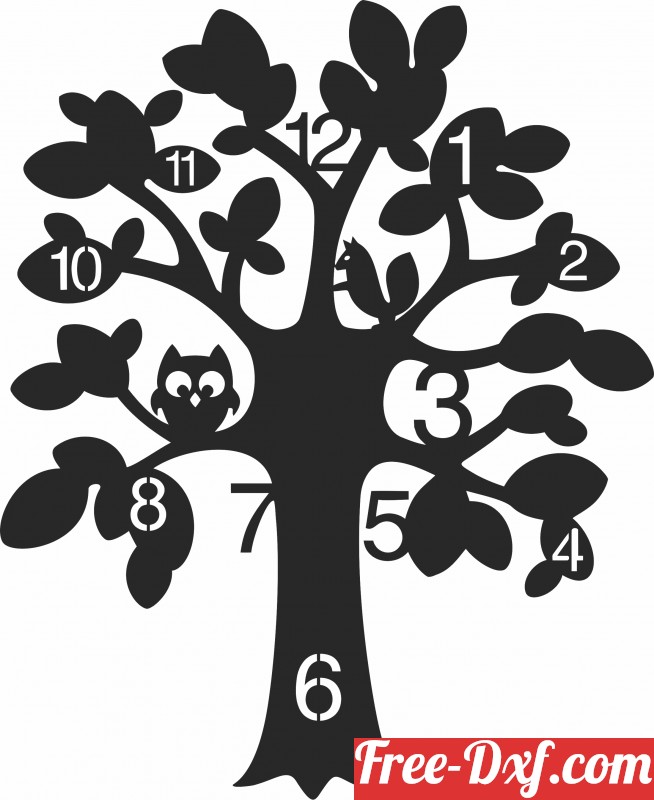 Download tree Wall Clock LaTgd High quality free Dxf files, Svg,