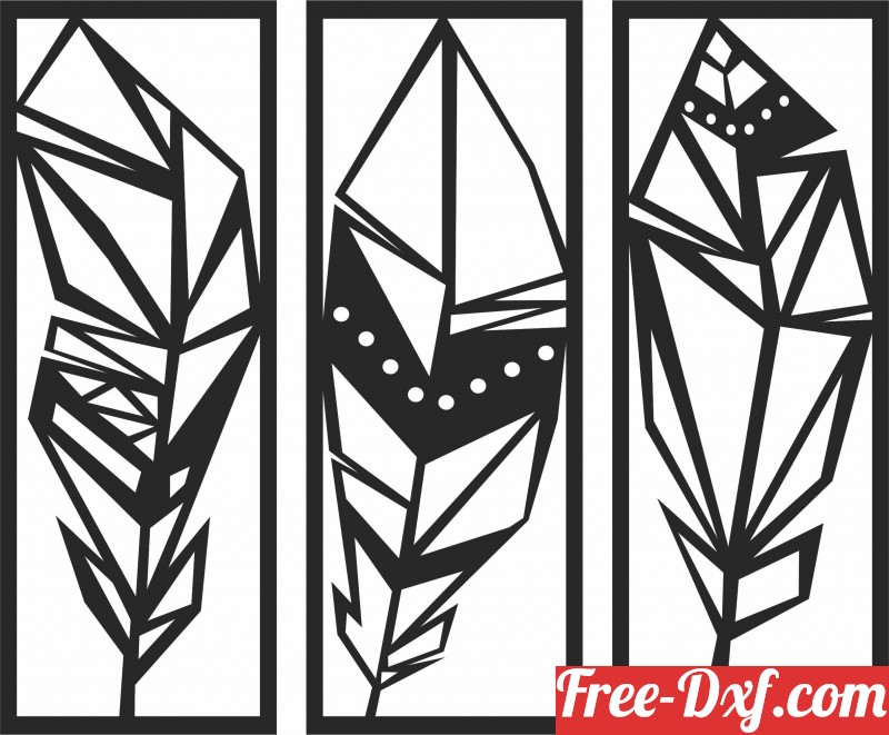 Download feathers wall panels art Lut9a High quality free Dxf fil