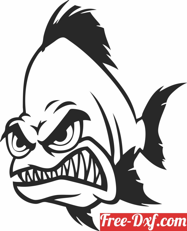 Download cartoon angry fish dxf M15Wq High quality free