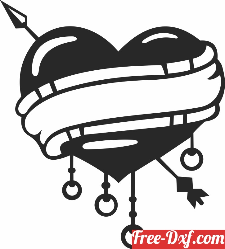 Download valentines Day Heart arrow Mn8nX High quality free Dxf f