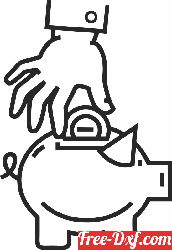 Download Piggy bank money pig clipart Mo1Uf High quality free Dxf