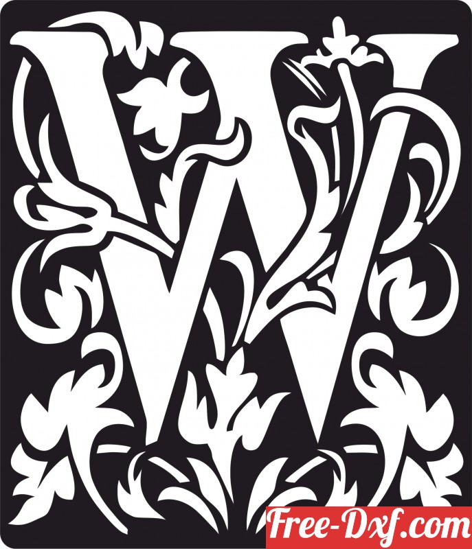 Download Personalized Monogram Initial Letter W Floral Artwork N3