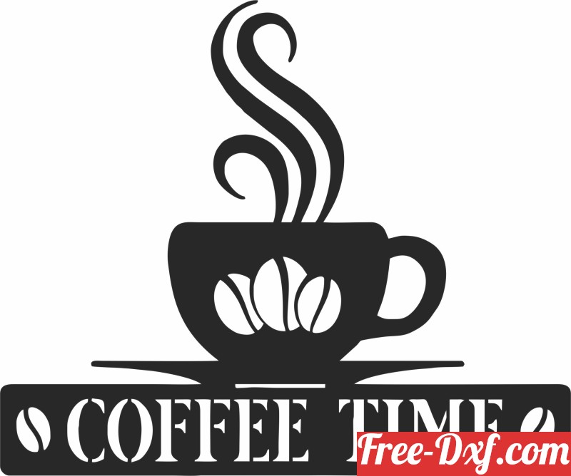 Download Coffee time pot wall sign N9eus High quality free Dxf fi
