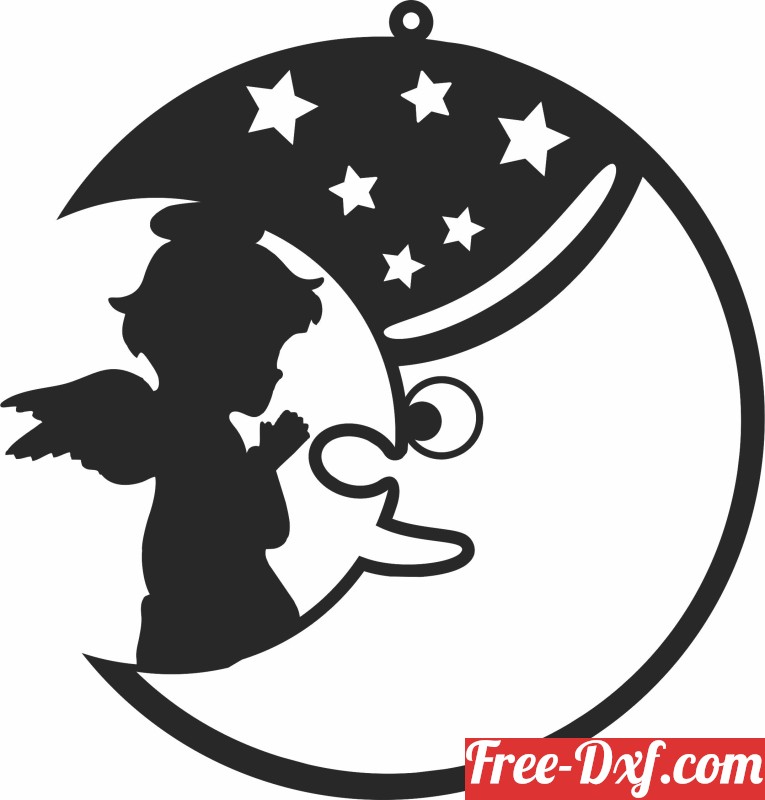 Download angel on the moon ornament NnlyK High quality free Dxf f