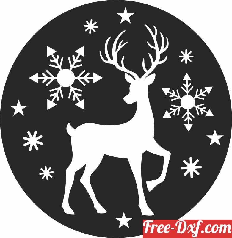 Download Christmas Deer ornaments OCe23 High quality free Dxf fi