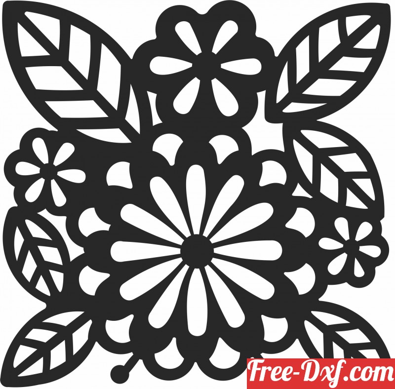 Download floral leaves tree wall arts Ok784 High quality free Dxf