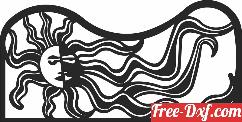 Download Sun waves Gate wall decors OmTkf High quality free Dxf f