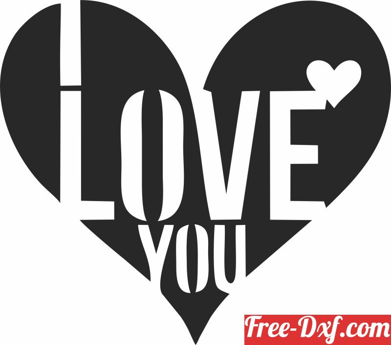 Download I love you heart clipart OnUR9 High quality free Dxf fil