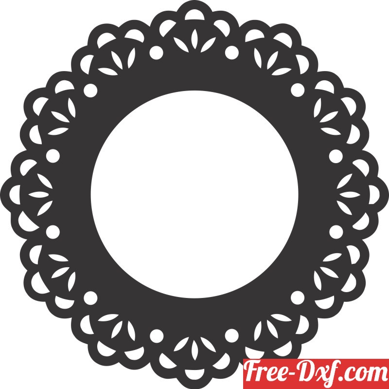 Download mirror frame round floral design dxf OttQ1 High quality