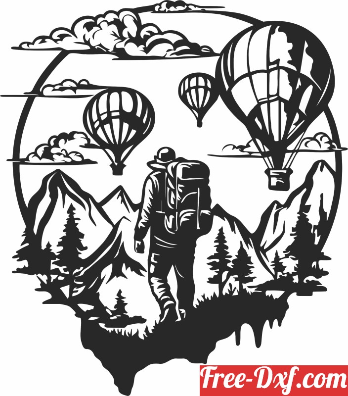 Download hot air balloon scene P2Jyb High quality free Dxf files,