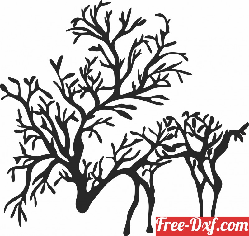Download Branch deer wall art P6fQa High quality free Dxf files,
