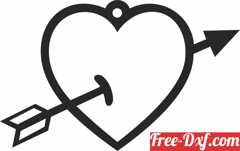 Download heart with arrow ornament PJ2BN High quality free Dxf fi