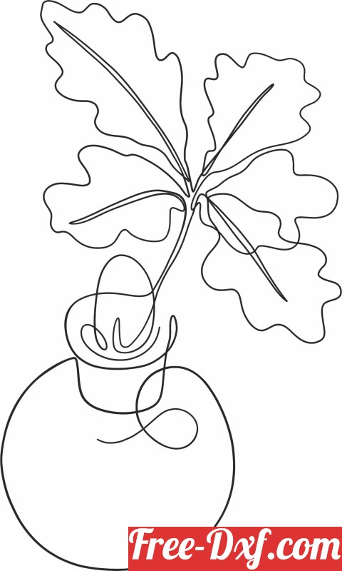 Download one line drawing plant in pot PQXL1 High quality free Dx