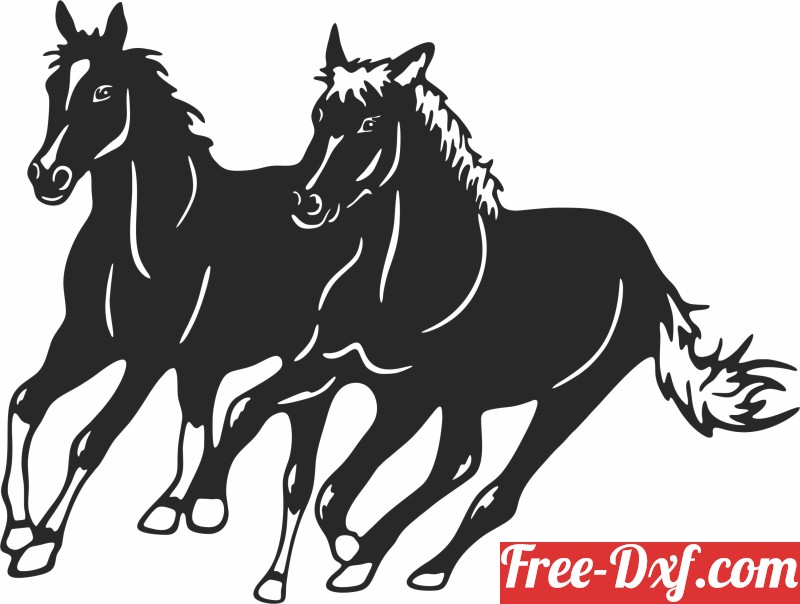 Download running horses wall decor Pxr0c High quality free Dxf fi