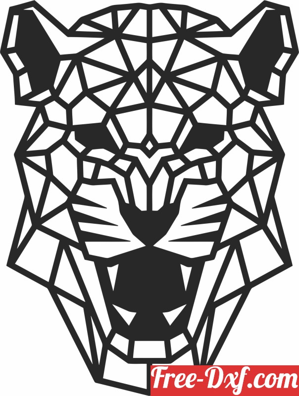 Download tiger polygonal wall art QVWe4 High quality free Dxf fil