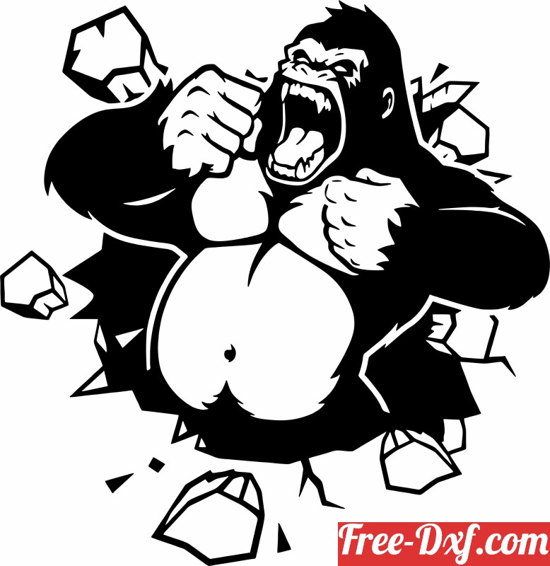 Download Angry gorilla breaking the wall R51NS High quality free