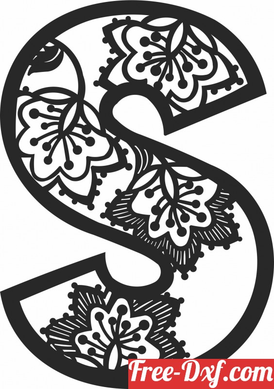 Download monogram letter S floral RB8ZF High quality free Dxf fil
