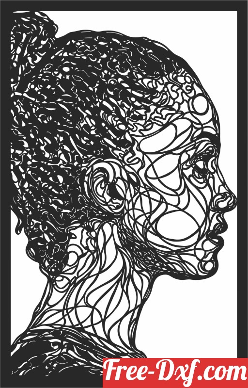 Download woman lines art cliparts RCd6M High quality free Dxf fil