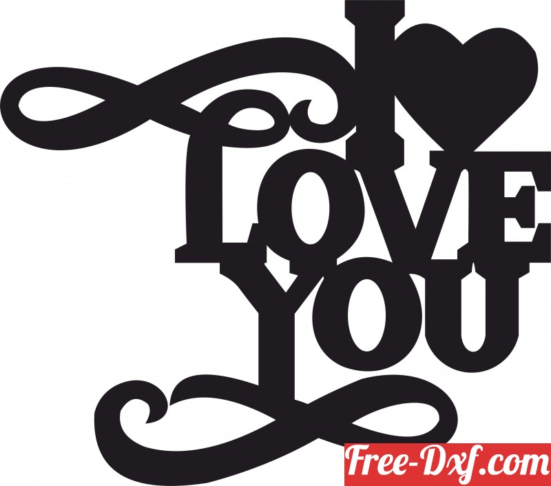 Download I love you Heart Sign RKl2F High quality free Dxf files,