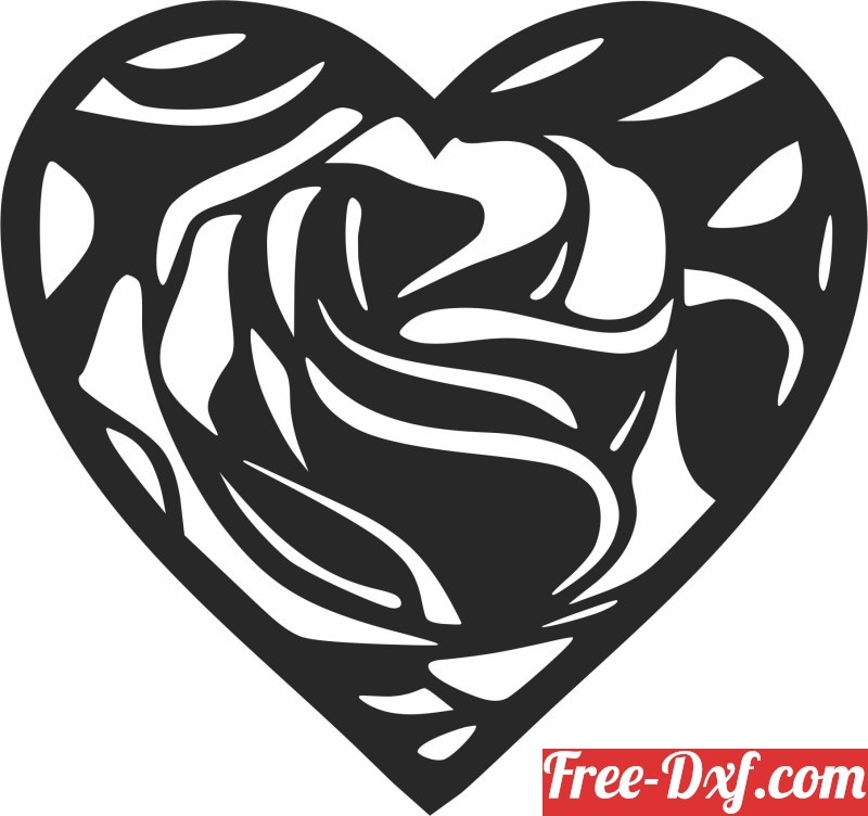 Download Heart with floral pattern RVF4b High quality free Dxf fi