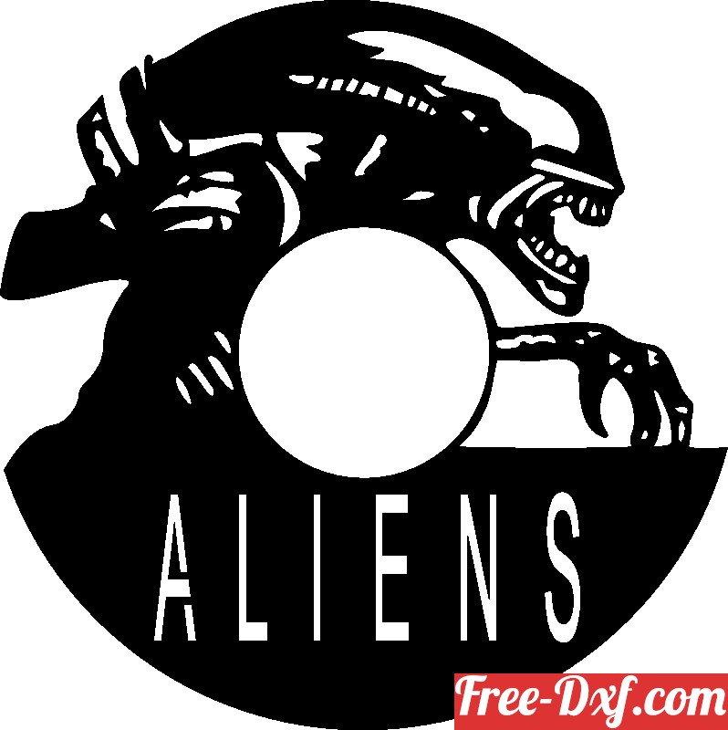 Download Aliens wall vinyl clock RVpD7 High quality free Dxf file