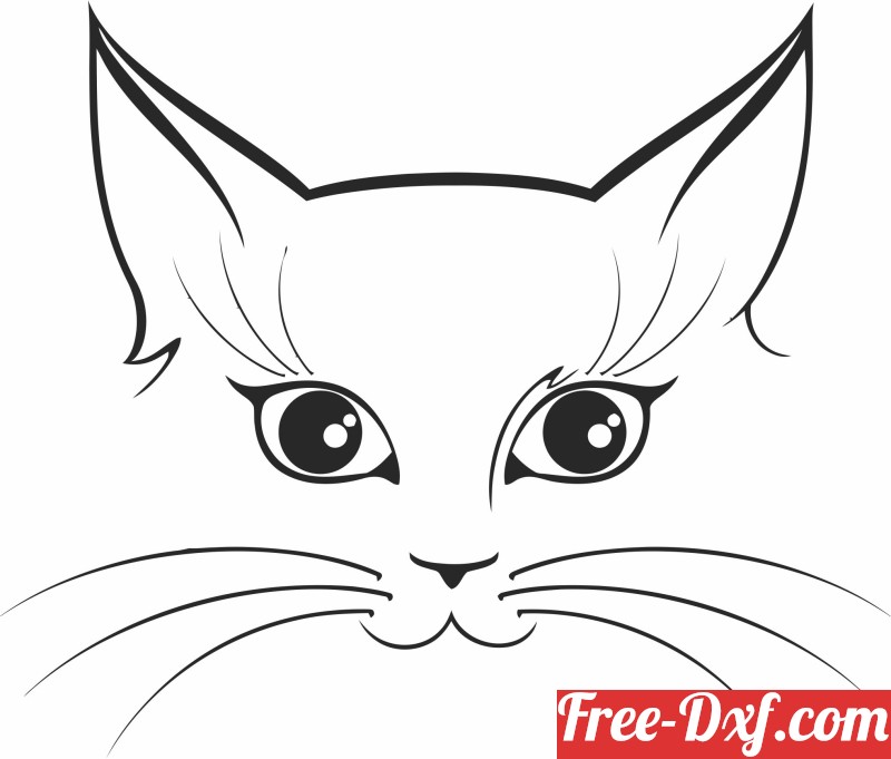 Download Cute cat art S2Vhm High quality free Dxf files, Svg, Cdr