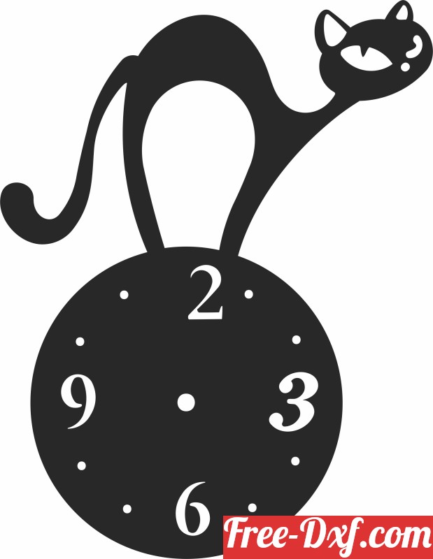 Download cat wall vinyl clock SHOpj High quality free Dxf files,