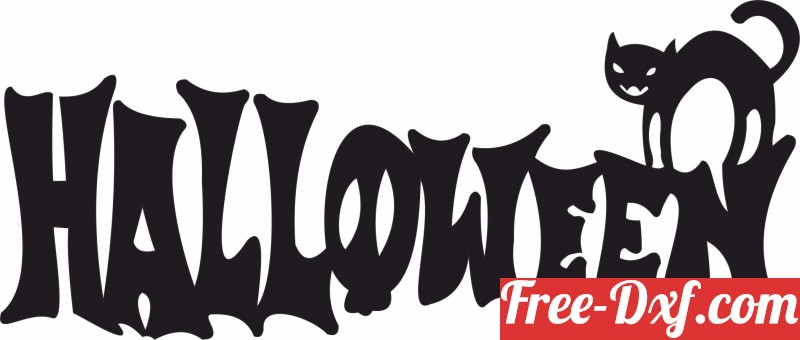 Download Halloween word sign with cat on top SZg8p High quality f