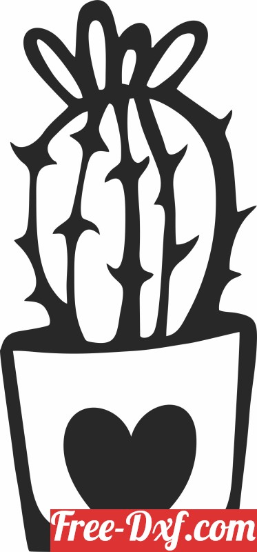 Download Cactus wall decor with heart SePHB High quality free Dxf