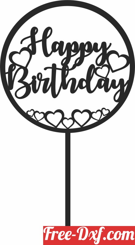 Download Happy birthday cake stake Sq27T High quality free Dxf fi