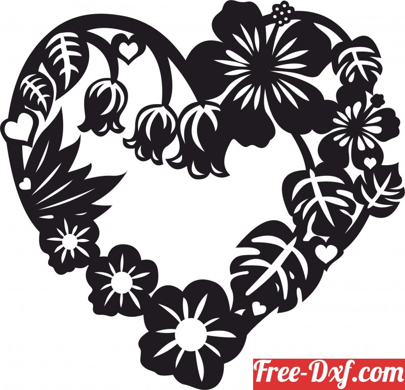 Download Heart love floral sign gift for valentine dxf TlPmQ High