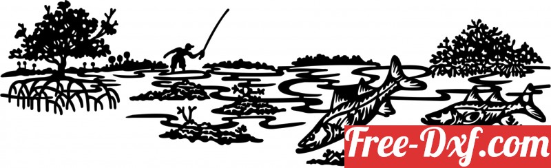 Download Fishing Scenery clipart TuCmS High quality free Dxf file