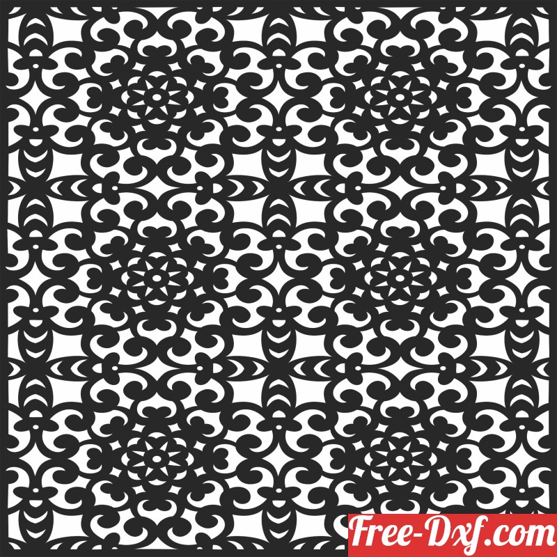 Download decorative floral pattern square wall panel dxf UWIqh Hi